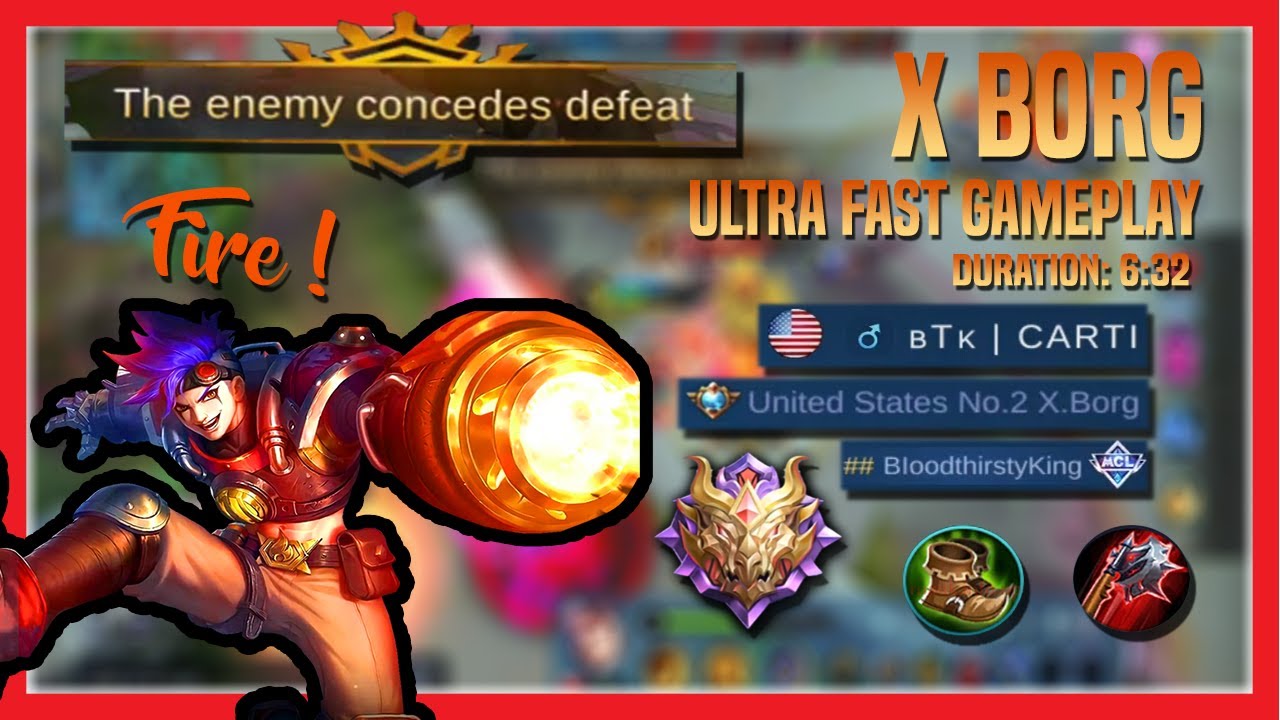 X BORG GAMEPLAY - ULTRA FAST GAMEPLAY | BTK | CARTI - MOBILE LEGENDS ...