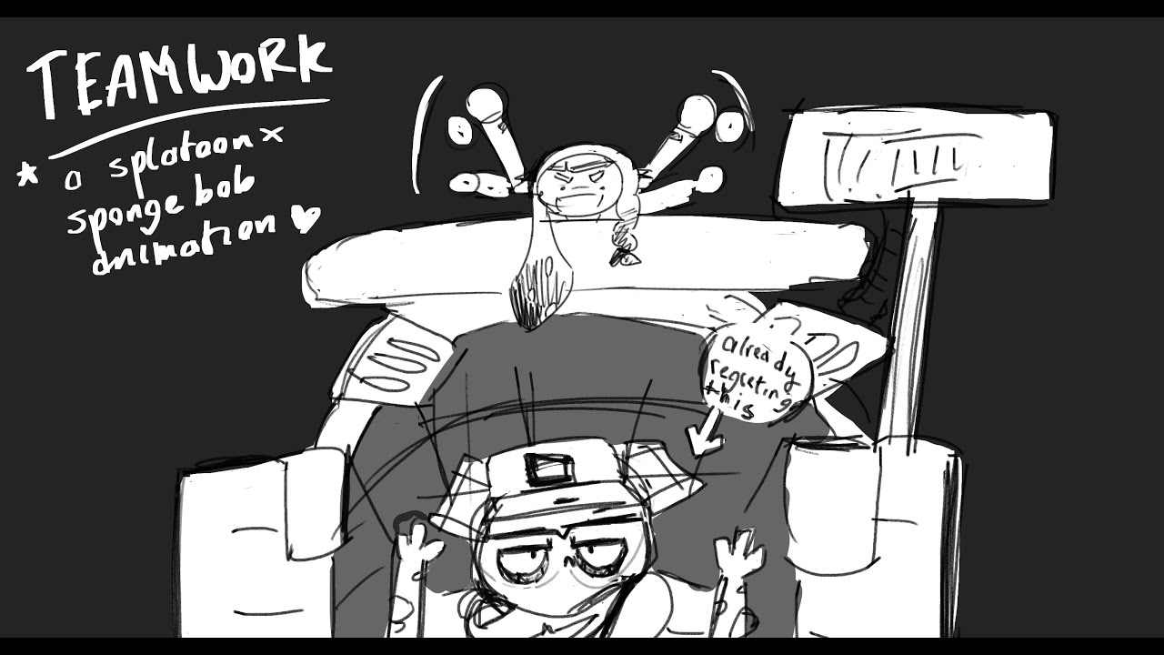 teamwork! (slight splat3 spoilers, a splatoon x spongebob animation ...