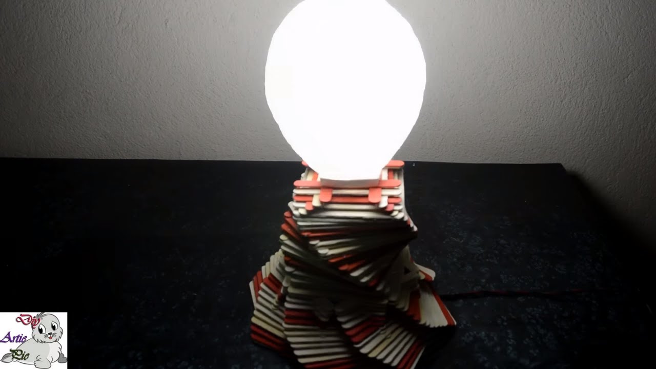 How to Make a Popsicle Stick Table Lamp || Popsicle Stick Lamp Shade ...