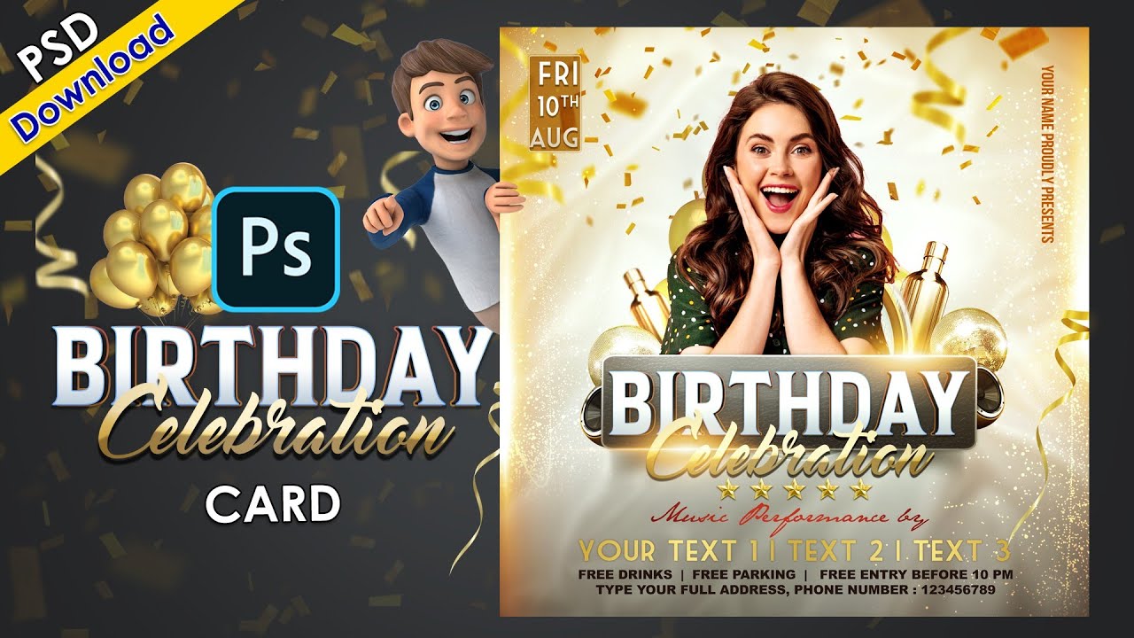Birthday Card in Photoshop | Epi 123 | MEDIAVISION TELUGU TUTORIALS ...