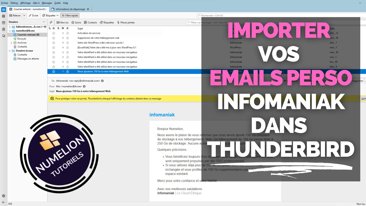 Récupérer son Email Infomaniak Perso dans Thunderbird 📧 [TUTORIEL] 📧 ...