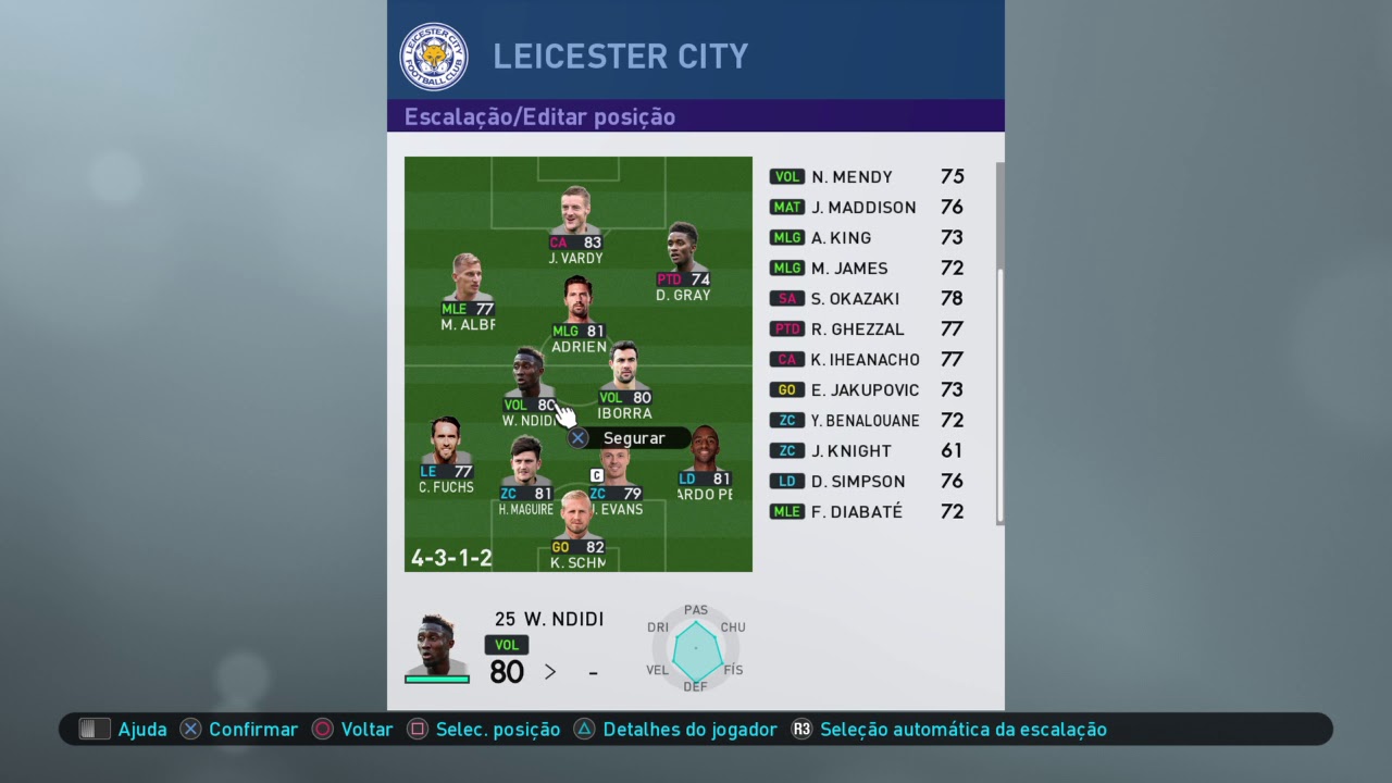 PES 2019 - TUTORIAL DE TATICAS COM O LEICESTER CITY #TATICASPES19 - YouTube