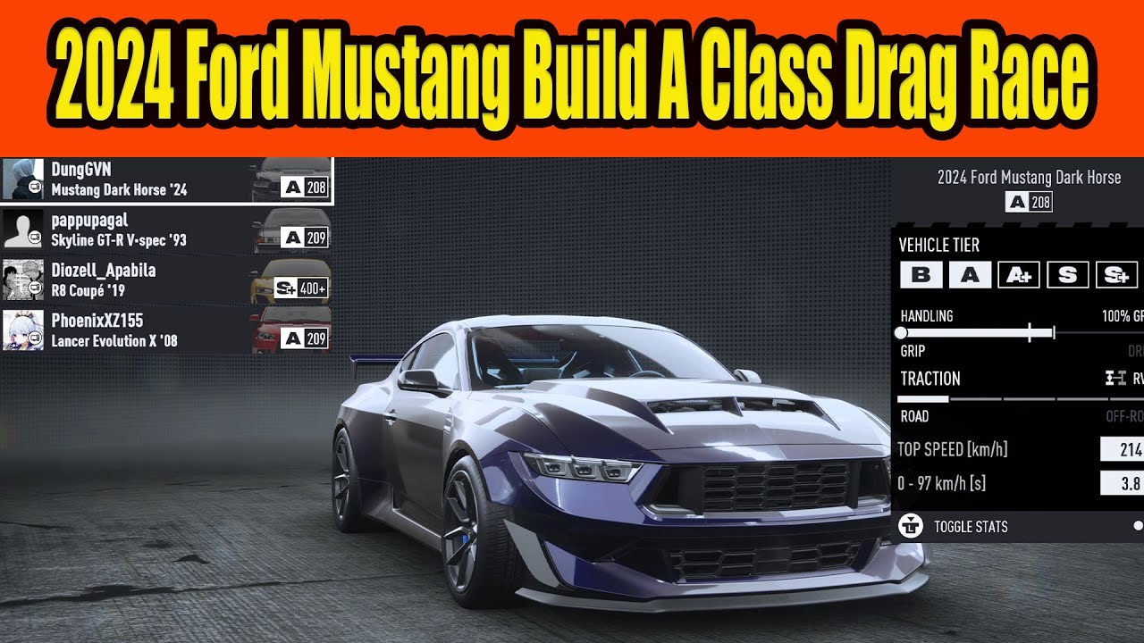 2024 Ford Mustang Dark Horse Build A Class Drag Race in Nfs Unbound ...