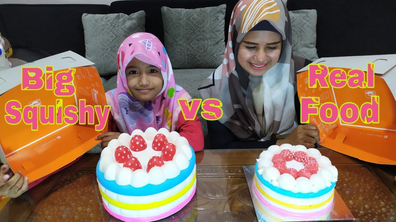 BIG Squishy vs Real Food Challenge - YouTube