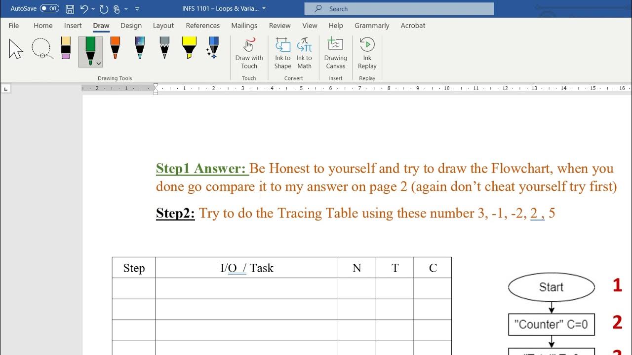 INFS 1101 – Loops & Variables Tutorial Soluation mp4 - YouTube