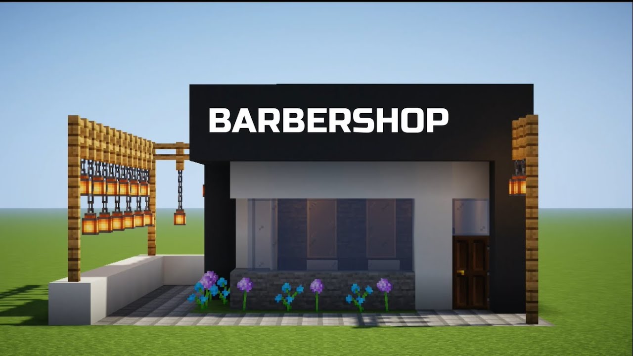 MINECRAFT BUILDING:MEMBUAT BARBERSHOP MINECRAFT - YouTube
