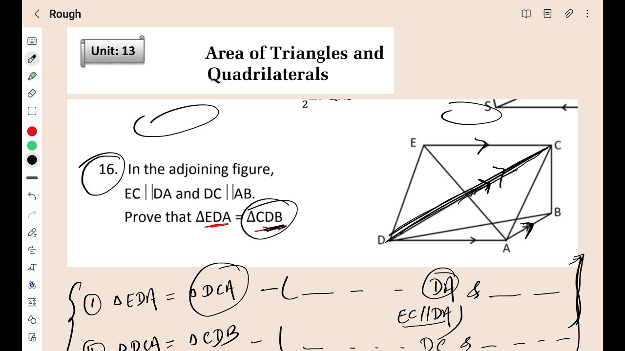 EC//DA and DC//AB , Prove that triangle EDA= triangle CDB | Area of ...