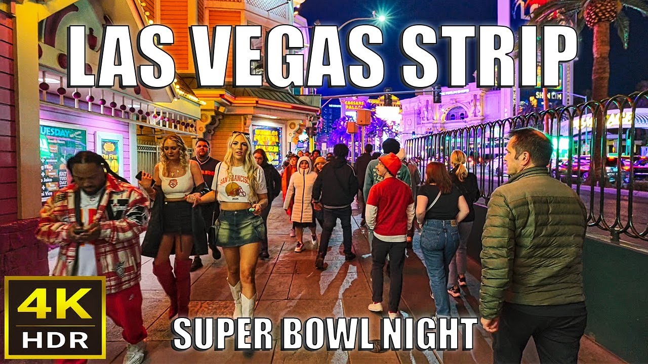 Las Vegas Strip Walk - Super Bowl Night - February 2024 - YouTube