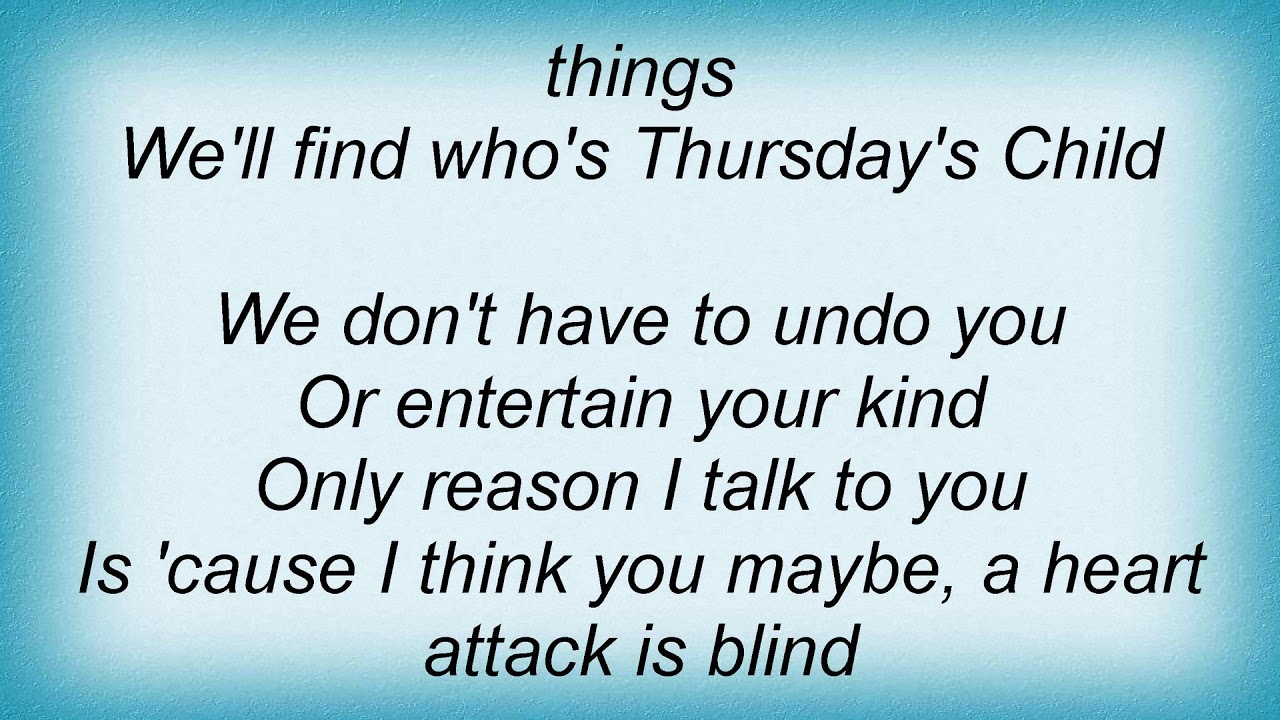 Tanita Tikaram - Thursday's Child Lyrics - YouTube