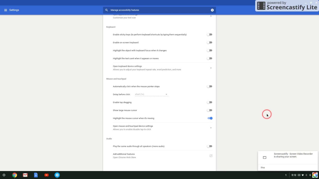 How to highlight the cursor when it's moving on Chrome OS - YouTube