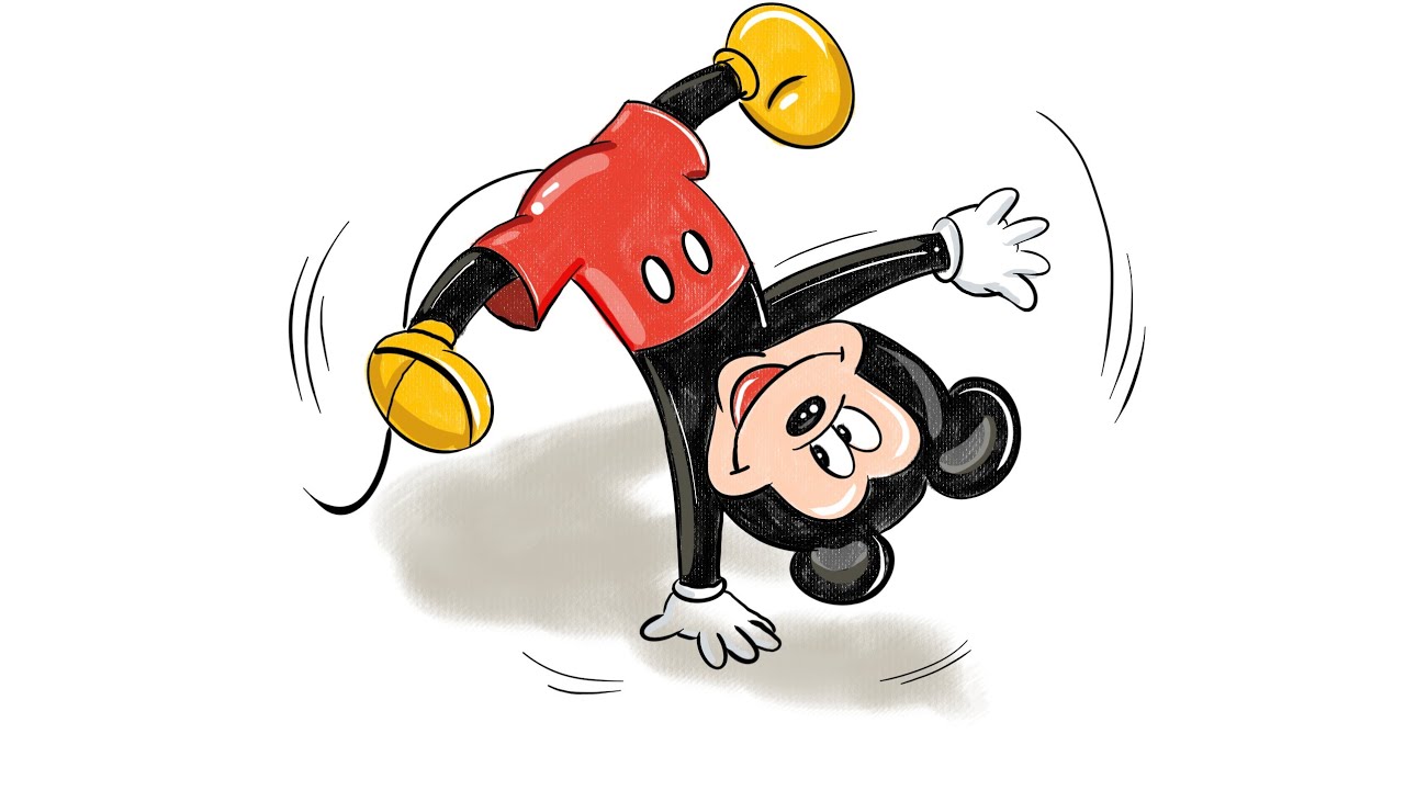 How to draw Mickey Mouse dancing and flipping #mickeymouse # ...