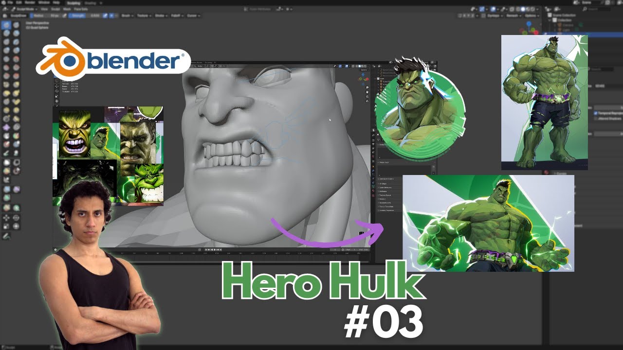 (Day 3) Blender Sculpting: Hero Hulk (Marvel Rivals) - Teeth creation ...