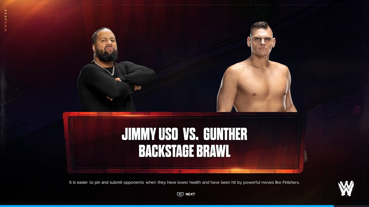 WWE 2K24 - "Big" Jimmy Uso Vs "The Ring General" Gunther - Backstage ...