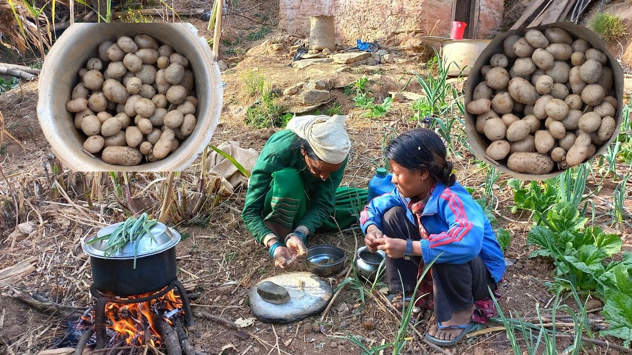 Cooking Potato For Breakfast || Popular Nepali Food || Pure Nepali ...