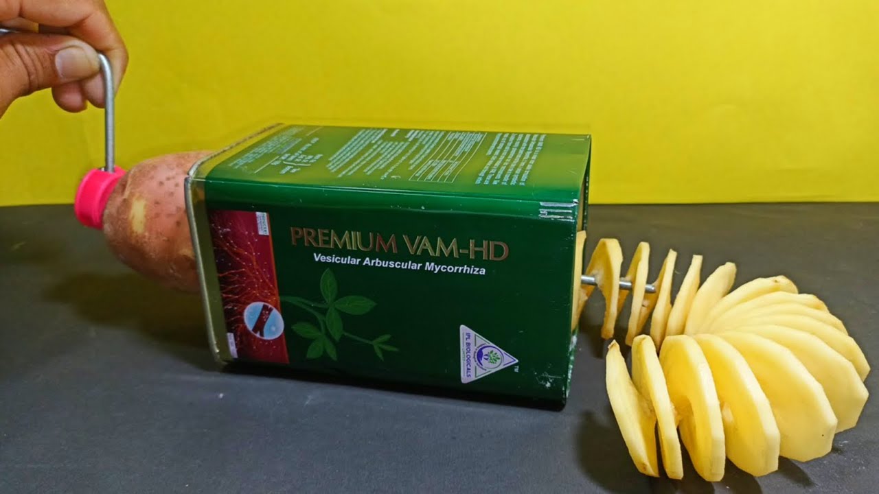 How To Make A spiral Potato Machine At Home || DIY Spring Potato Cutter ...