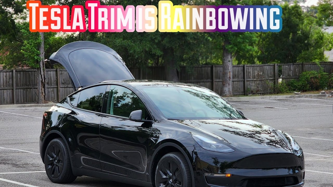 Tesla Trim is Rainbowing after Touchless wash - YouTube