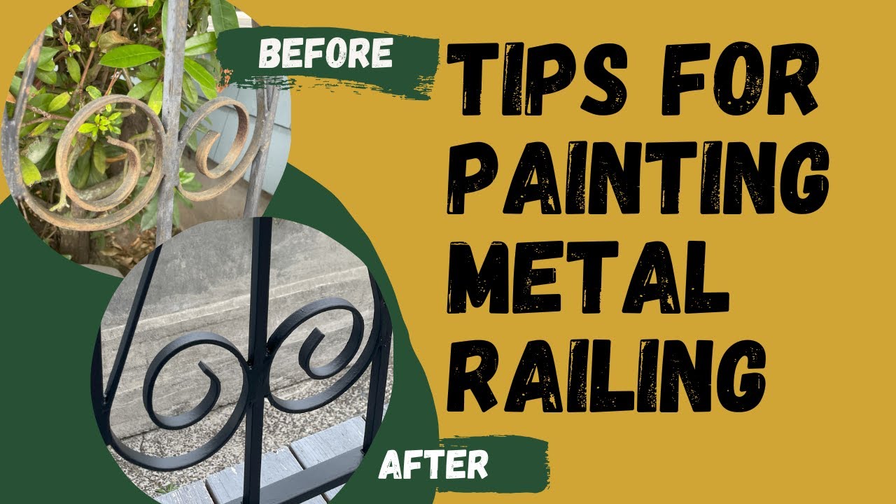 Spray Paint RUSTY METAL RAILING Like a PRO: How to paint metal tips and ...