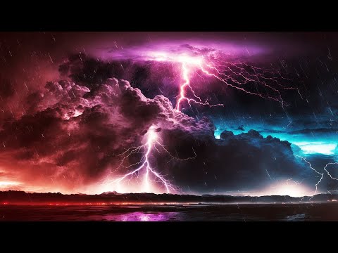 Şiddətli Tufan Səsləri | Yuxu üçün Rahatlaşdırıcı Yağış, İldırım və İldırım mühiti | HD Təbiət Video