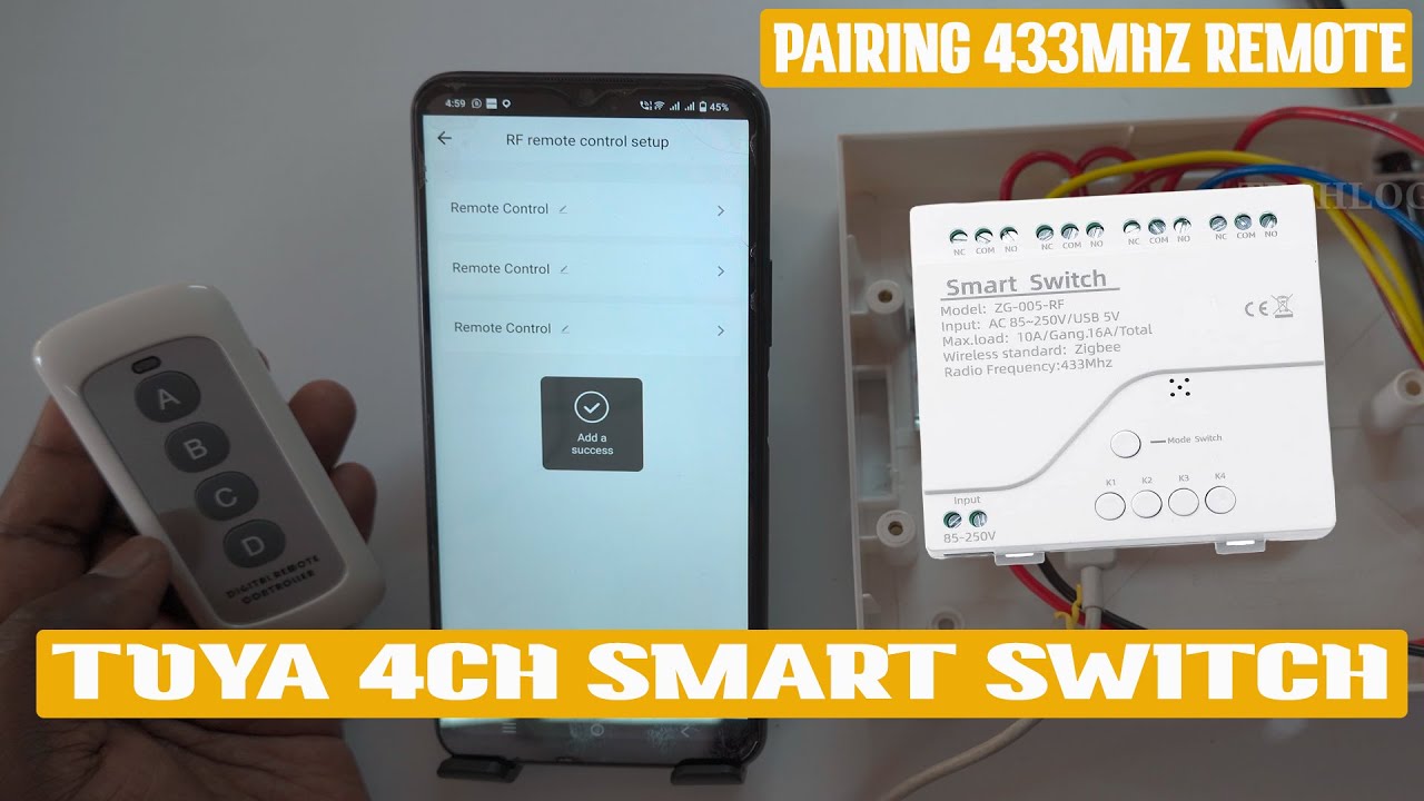 tuya 4ch smart switch remote pair, Adding 433Mhz wireless remote to ...