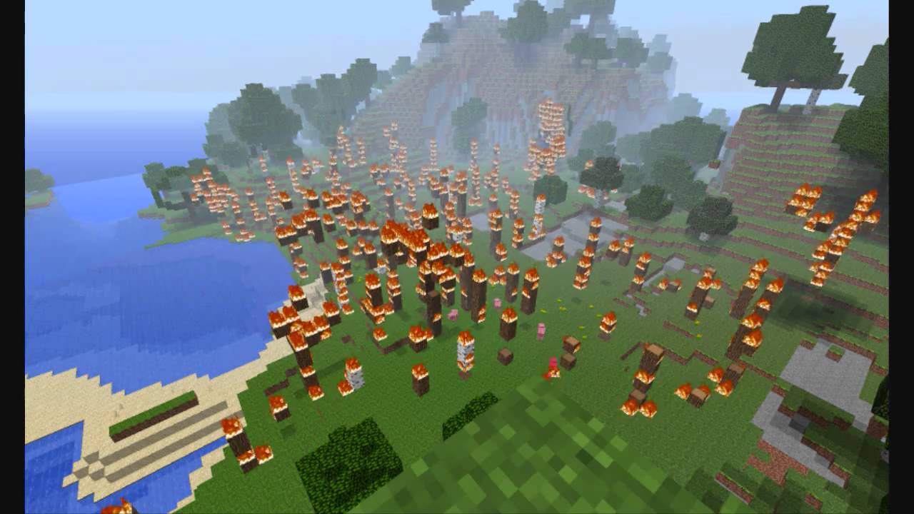 Minecraft - Burning forest time-lapse. - YouTube