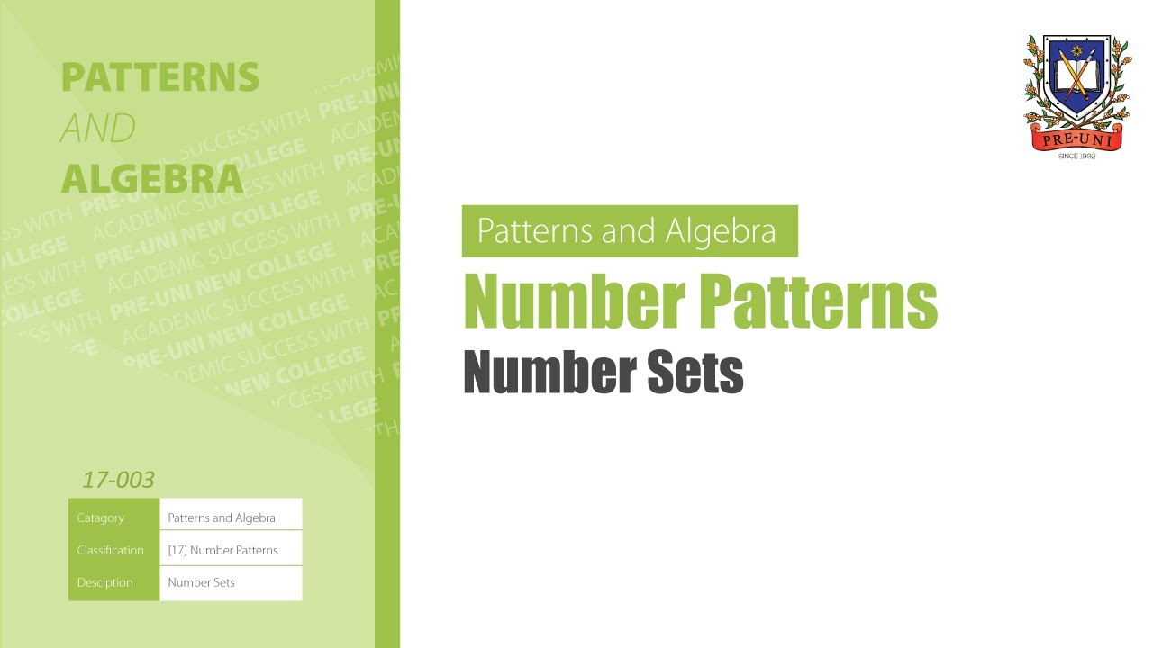[17-003] Number Patterns-Number Sets - YouTube
