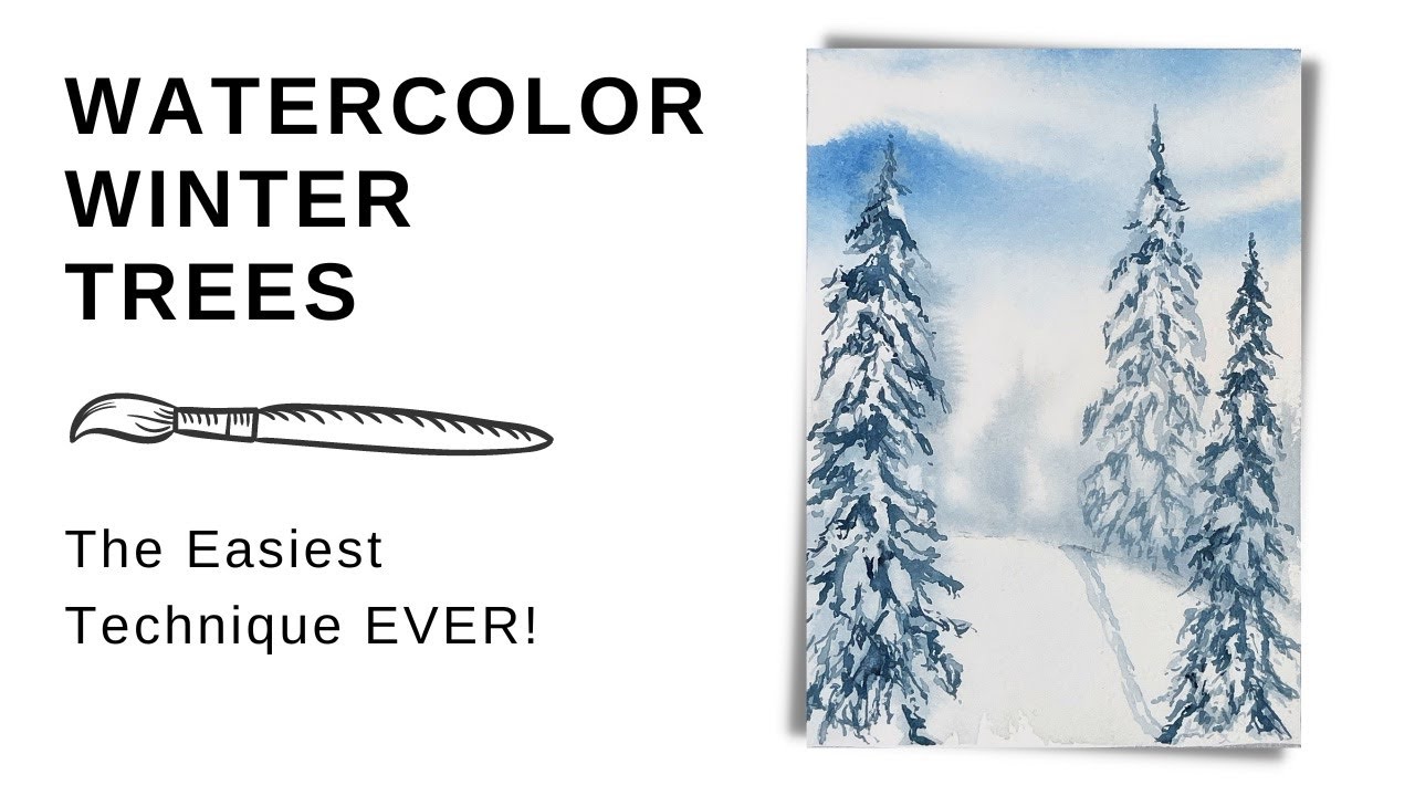 Watercolor Winter Trees: The Easiest Technique EVER! ️💙 - YouTube