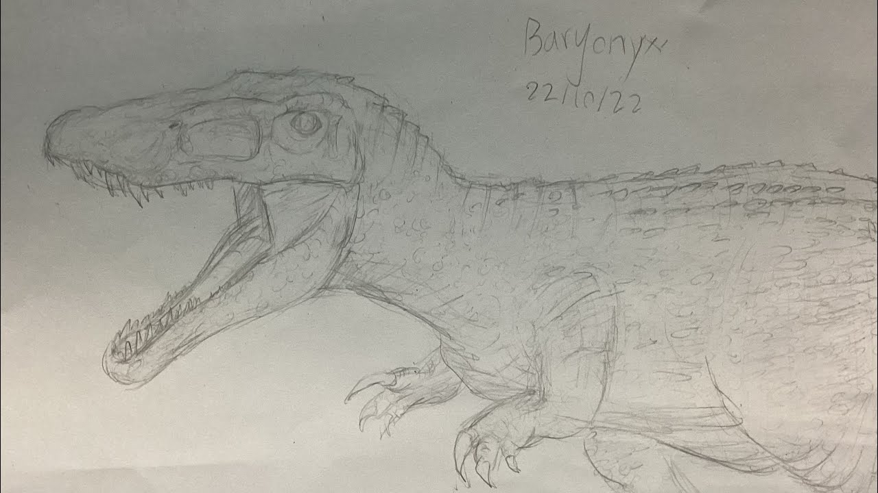 Drawing the baryonyx from jurassic world dominion - YouTube