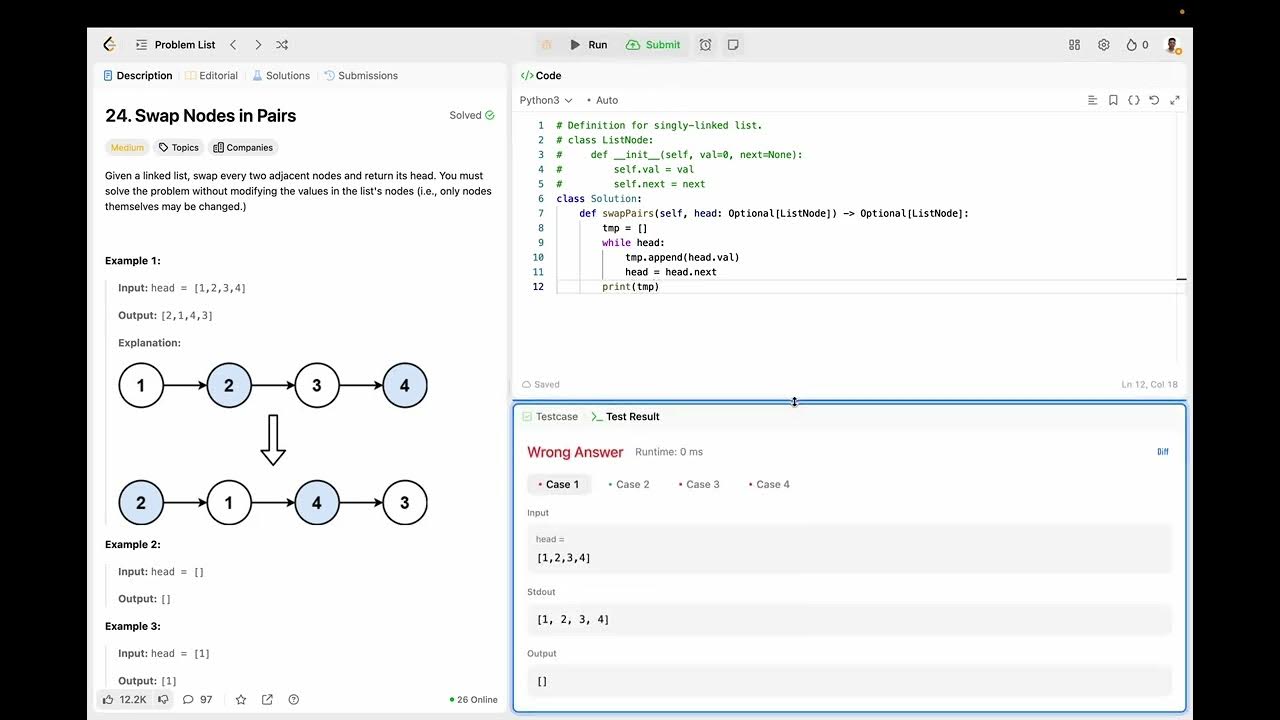 Swap Nodes in Pairs - YouTube