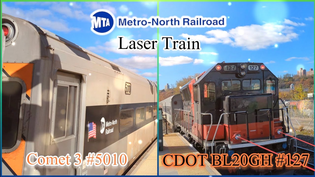 The Metro North Laser Train (Comet 3 Cab Car #5010 and CDOT BL20GH #127) at University Heights ...