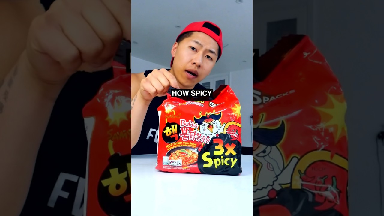 Trying the Buldak 3x Spicy Ramen Noodles Challenge #shorts - YouTube