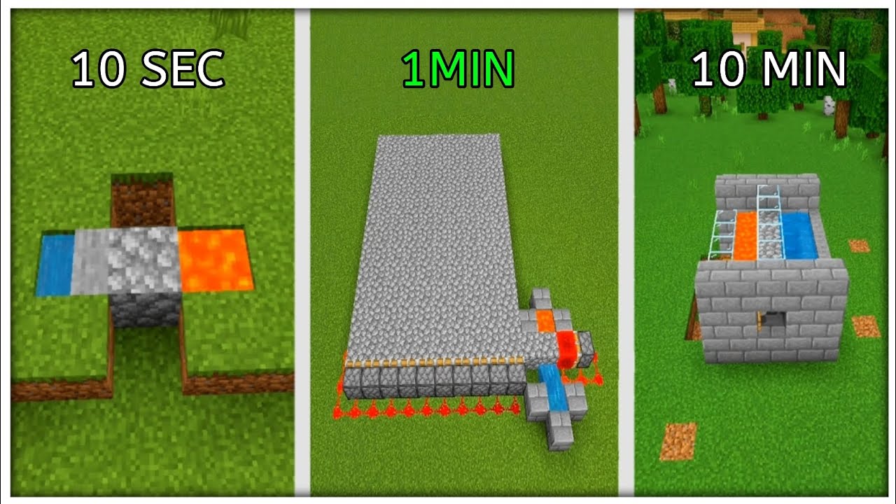Minecraft cobblestone Farm In 10 SECONDS, 1 Minute & 10Minutes - YouTube