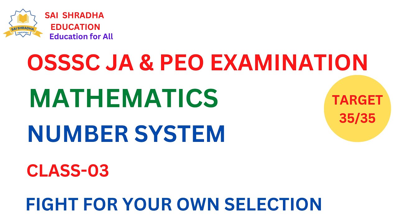MATHEMATICS CLASS-03 || OSSSC PEO & JA EXAMINATION - YouTube