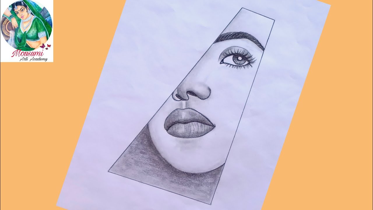 How to draw A sad Girl face reflected on a Broken Mirror || pencil ...