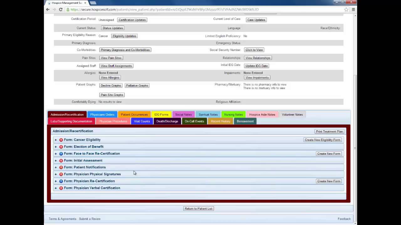Dashboards, Intake, Pt. Demographics Hospice EMR - YouTube