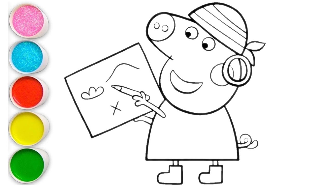 peppa pig with painting drawing and coloring for kids and toddlers ...