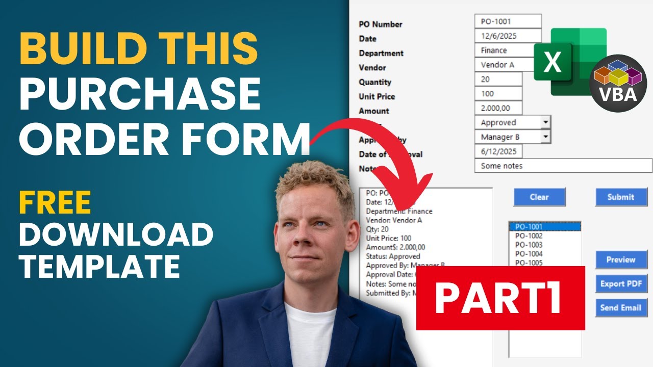 Build a Purchase Order Form in Excel with VBA – Layout, Styling & Auto ...