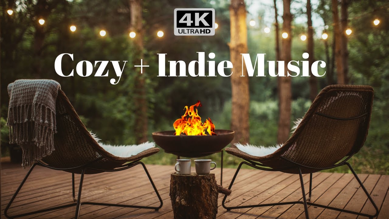 Cozy Fire Pit, Bubble Lights and Woods in the Background & Relaxing ...