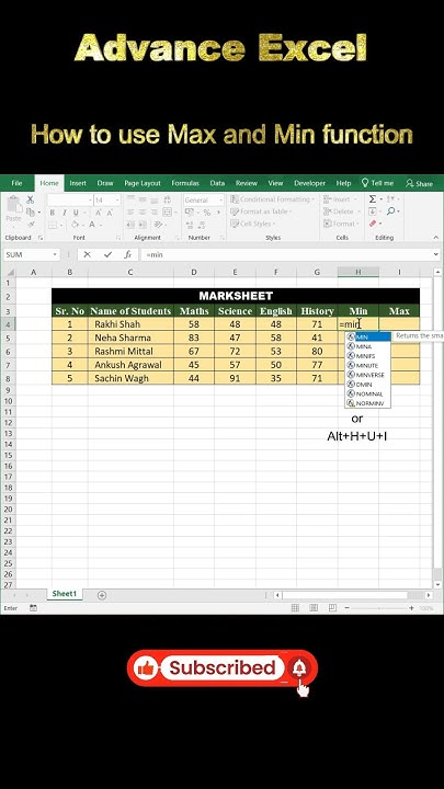 📊 How to Use MAX & MIN Functions in Excel! 🚀 #ExcelTips - YouTube