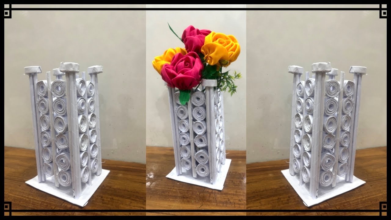 Beautiful Paper Flower Vase 🏺 || Paper Craft || - YouTube