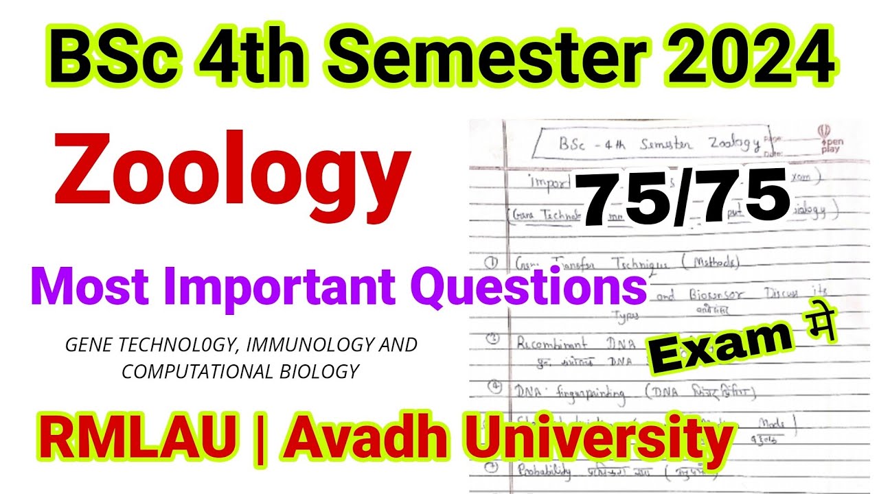 bsc 4th semester zoology most important questions 2024 | rmlau | avadh ...