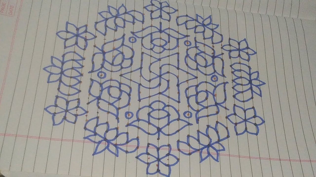 21*11 dots kolam || beautiful rangoli design - YouTube