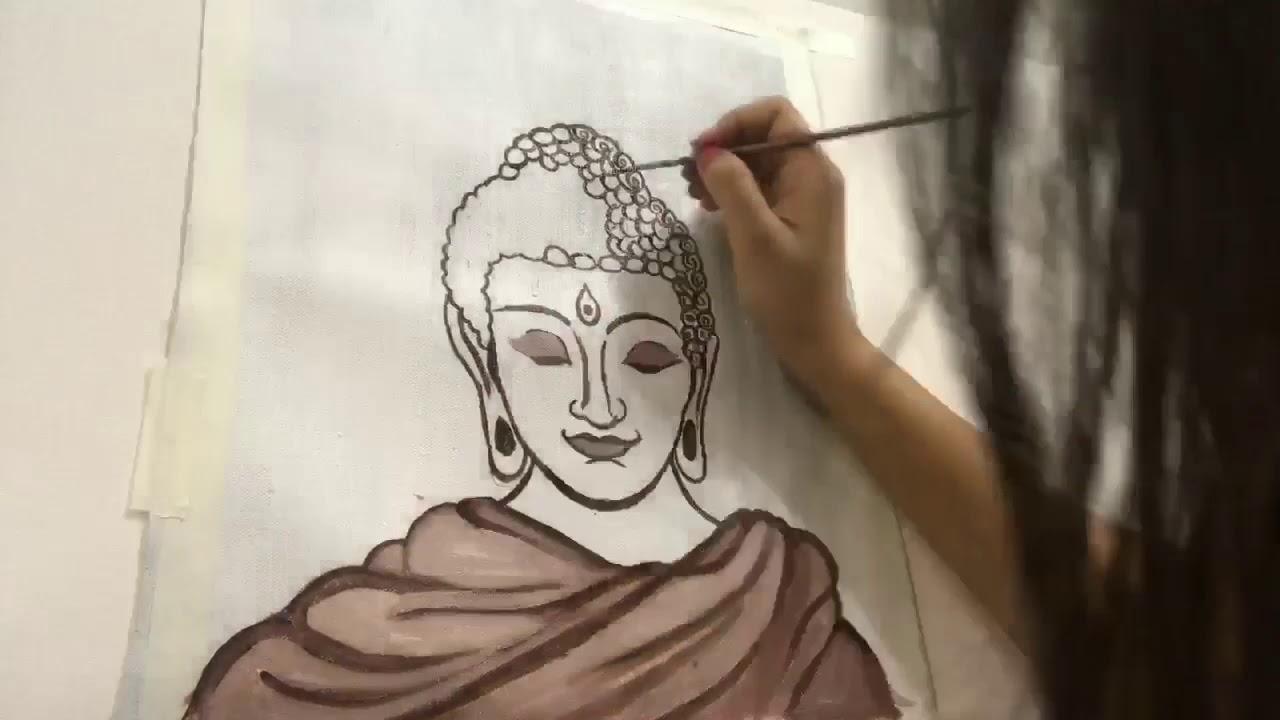 How to make Buddha acrylic painting - YouTube