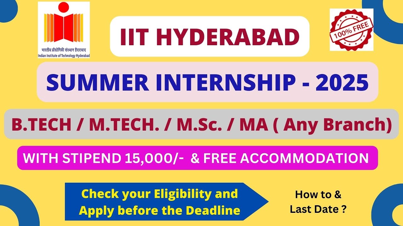 IIT HYDERABAD SUMMER INTERNSHIP 2025 - SURE FELLOWSHIP - Eligibility and Application Process ...