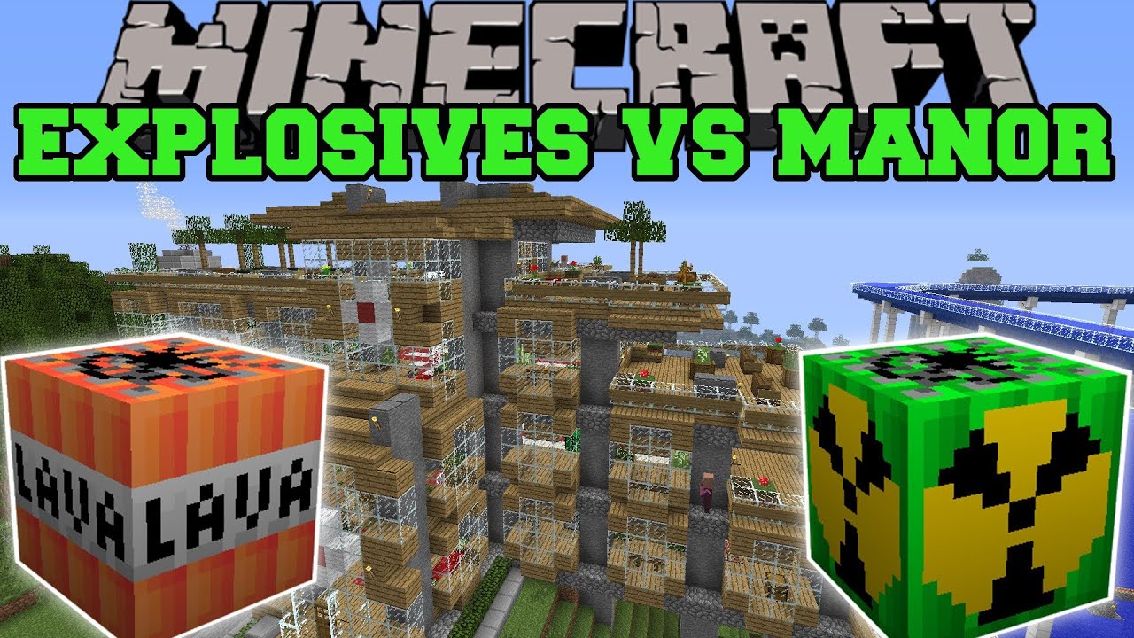 MORE EXPLOSIVES MOD VS HILLSIDE MANOR - Minecraft Mods Vs Maps (Nukes ...