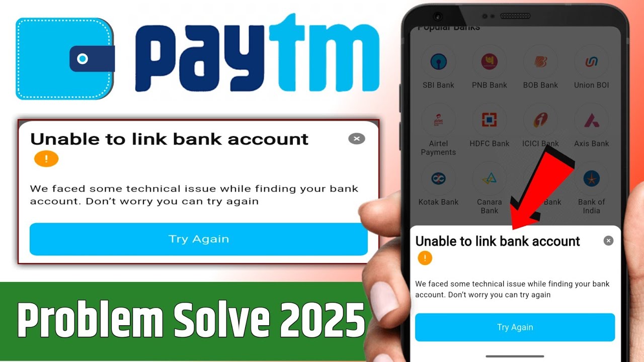 No Account Found Problem Paytm !! Unable to Link bank bank account ...