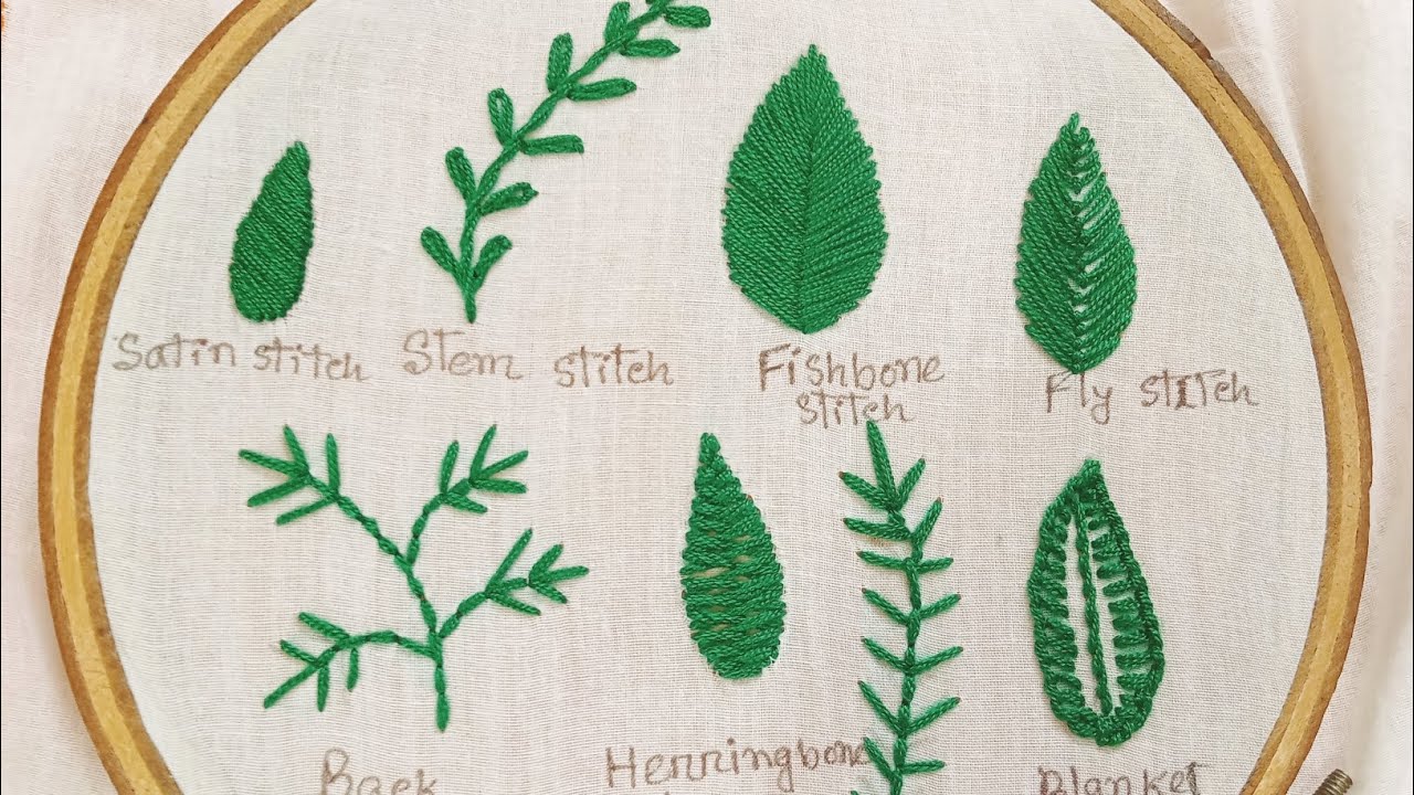 Leaf Embroidery.Hand Embroidery for Beginners/8 Different Leaves ...