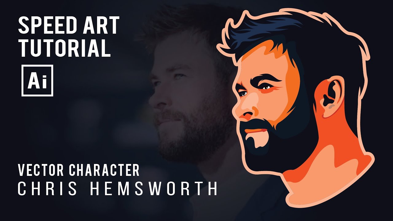 Vector Face Character Chris Hemsworth - Speed Art | Illustrator ...
