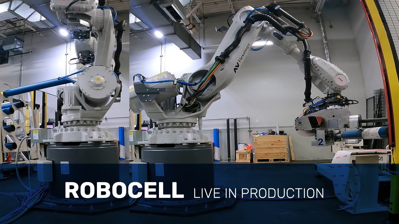 RoboCELL live in production - tape application and flexo sleeve ...