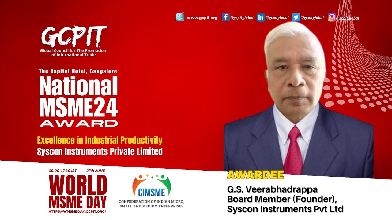National MSME Award 2024 - Syscon Instruments Pvt Ltd - YouTube