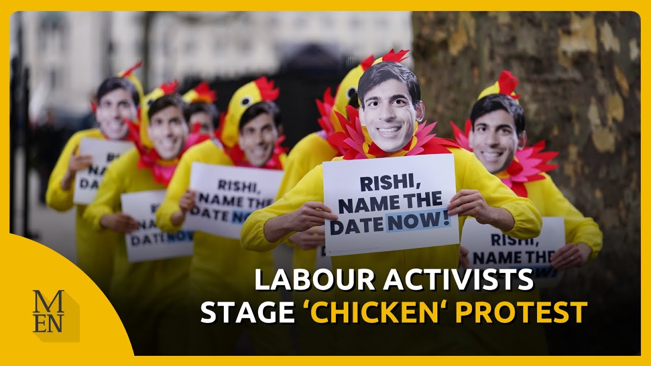 'Chicken' protestors stage stunt outside Downing Street - YouTube